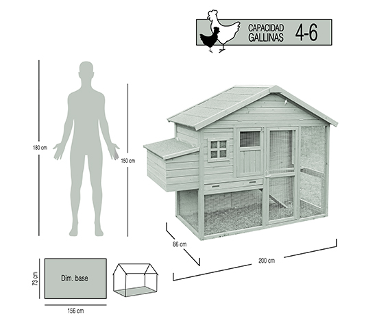 Gallinero Dakota de madera para 4 o 6 gallinas tipo chalet | Finca Casarejo