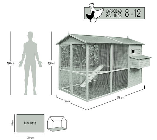 Gallinero Oslo Para 8-12 Gallinas. Incluye Parque Exterior | Finca Casarejo