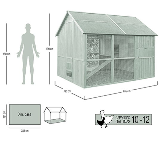 Gallinero de Madera Para 10-12 Gallinas, Con Ponederos | Finca Casarejo